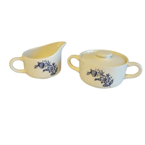 Scio USA | Dining | Scio Blue Onion Sugar And Creamer Set White Cobalt ...